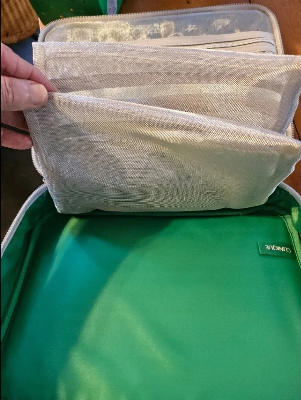 Clinique | Bags | New Clinique Glow On The Go Silver And Green Lining ...